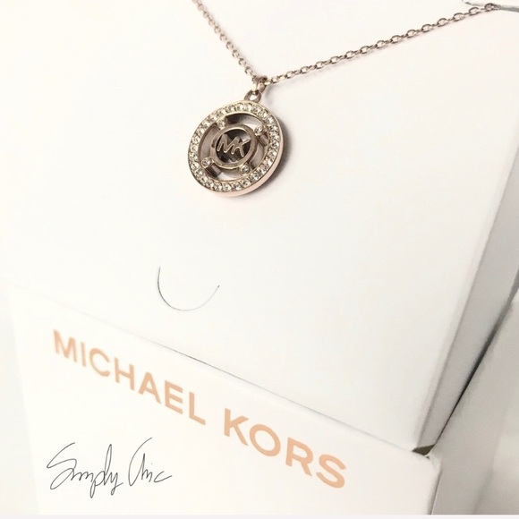 Michael Kors | Jewelry | Nwt Authentic Mk Rose Gold Tone Pave Logo ...